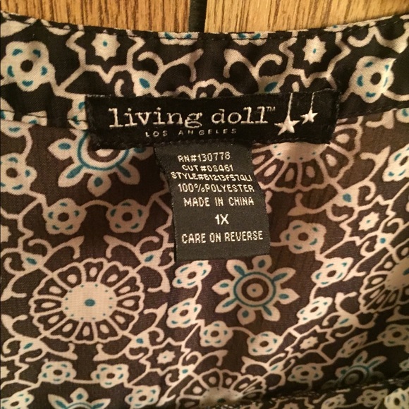 living doll | Tops | X Living Doll Sheer Polyester Black Print Blouse ...